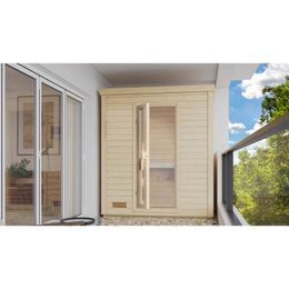 Karibu Saunahaus &raquo;&raquo;Talo 0&laquo; mit Iso-T&uuml;r, naturbelassen&laquo; Set beige ohne Ofen, ohne Steuerung, (ohne Ofen)