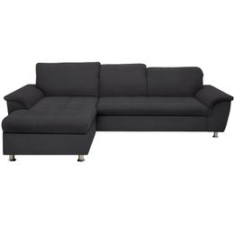 DOMO collection Ecksofa &raquo;FRANZI 278x162 cm, L-Form, bequem, belastbar bis 140 kg/Sitz&laquo; Flachgewebe, graphite grau Flachgewebe (100% Polyester);