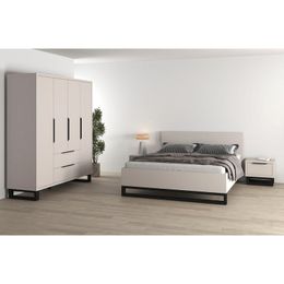 Home Affaire Schlafzimmer-Set &raquo;Bronne,Komplettschlafzimmer (Set,4-St)&laquo; 4 tlg. Schlafzimmer-Set,Schrank 4Trg 2xNako, Bett180/200, Kufen Metalloptik 