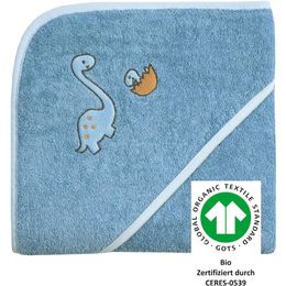 W&ouml;rner Kapuzenhandtuch &raquo;Dinofamilie&laquo; Biobaumwolle, mit Kapuze, maschinenwaschbar, trocknergeeignet blau Frottee, Frottee B/L: 80cmx80cm, 1 Stk., Frottee
