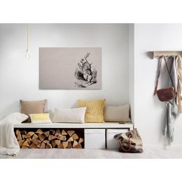 A.S. Cr&eacute;ation Leinwandbild &raquo;bunny&laquo; Kunst Tiere 1 Stk. tlg. Schwarz-Wei&szlig; Zeichnung Hase Keilrahmen Leinwand-Bild Wohnzimmer modern schwarz Massivholz, Stahl B/H/T: 