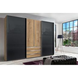 wimex Schwebet&uuml;renschrank &raquo;Magic by fresh to go&laquo; grau B/H/T: 300cm x 216cm x 65cm, Schubladen: 3 Stk. T&uuml;ren: 2 Stk. Griffleisten chromfarben