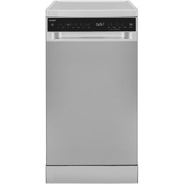 Exquisit Standgeschirrsp&uuml;ler 9310 &raquo;GSP9311-450C silber&laquo; 8,3 l 10 tlg. Ma&szlig;gedecke 10 Ma&szlig;gedecke, 7 Programme, LED, Besteckkorb, Auto Door Open, 