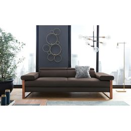 W.Schillig 2,5-Sitzer &raquo;finn&laquo; German Design Award 2016, Fu&szlig;gestell Nussbaum natur, Breite 230 cm braun Flachgewebe S22 (100% Polyester);Stoff S37 (100%