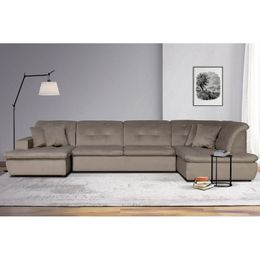 Home Affaire Wohnlandschaft &raquo;BRISBANE NEU U-Form&laquo; mit feiner Steppung, Matten-Optik, incl. Zierkissen grau 100% Polyester B/H/T: 380cm x 83cm x 202cm,