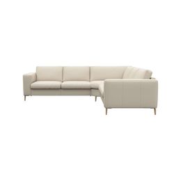 FLEXLUX Ecksofa &raquo;Fiore, gleichschenklig, super Sitzkomfort durch Kaltschaum im Sitz&laquo; breite Armlehnen, F&uuml;&szlig;e Alu+ Eiche, L-Form wei&szlig; 100% Echteder B/H/