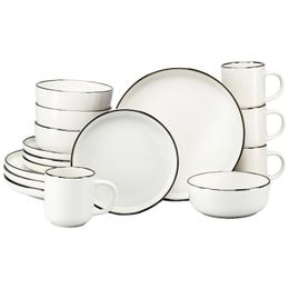 Creatable Kombiservice &raquo;Nordic Festive, Service 16-tlg.&laquo; Minimalistisches Design, Dezente goldene Akzente Steinzeug 16