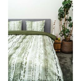 Kayori Bettw&auml;sche &raquo;Shima&laquo; 2 Stk. Hergestellt aus GOTS-zertifizierter Bio-Baumwolle gr&uuml;n Mako-Satin, Obermaterial: 100% Baumwolle B/L: 135cm x 200cm, 1