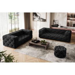 Home Affaire 2-Sitzer &raquo;FOLLINA&laquo; 2-Sitzer Sofa mit klassischer Chesterfield-Knopfheftung schwarz 100% Polyester B/H/T: 193cm x 71cm x 100cm, 