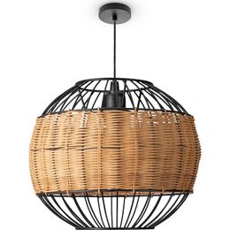 Paco Home Pendelleuchte &raquo;PUGLO&laquo; E27 Rattan Pendelleuchte Korb Lampe LED Rund Esstischlampe E27 Boho schwarz &Oslash; 30cm H: 178cm