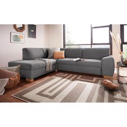 DOMO collection Ecksofa &raquo;Incanto kubische Formensprache, komfortabel, L-Form&laquo; wahlweise mit Bettfunktion grau B/H/T: 260cm x 81cm x 195cm, 
