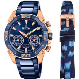 Festina Herren Chronograph &raquo;Chrono Bike 2021 - Special Edition Connected&laquo; Armbanduhr, Quarzuhr, Herrenuhr, Stoppfunktion, ideal als Geschenk blau 