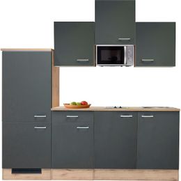 Flex-Well K&uuml;chenzeile &raquo;Morena&laquo; mit E-Ger&auml;ten, Gesamtbreite 210 cm grau B/H/T: 210cm x 60cm