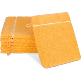 Ross Waschhandschuh &raquo;&Uuml;berkaro 9032&laquo; 100% Baumwolle, made in Germany gelb Frottier, Frottier B/L: 12cmx20cm, 6 Stk., Karo Streifen, 6 Waschhandschuhe, 