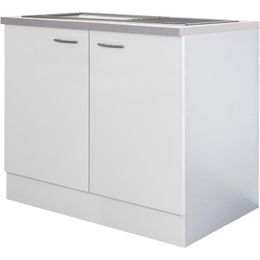 Flex-Well Sp&uuml;lenschrank &raquo;Wito&laquo; (B x H x T) 100 x 85/86 x 60 cm, inkl. Einbausp&uuml;le wei&szlig; Holzwerkstoff Wei&szlig;, B/H/T: 100cm x 85cm x 60cm, T&uuml;ren: 2 Stk.