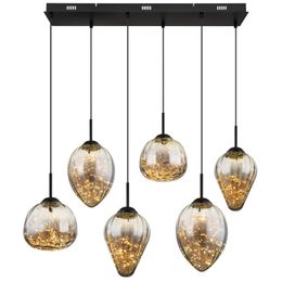 Globo LIGHTING H&auml;ngeleuchte &raquo;FIREFLY&laquo; LED-Modul 1 Stk. Warmwei&szlig; H&auml;ngelampe Glas rauchfarben unterschiedliche Glasformen Esszimmer schwarz H: 120cm, 1 
