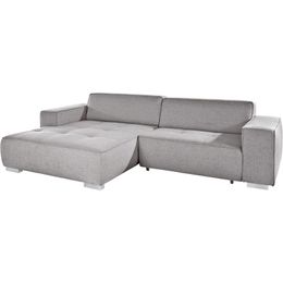 OTTO home Ecksofa &raquo;Sapporo L-Form&laquo; wahlweise Schlaffunktion oder Sitztiefenverstellung, Federkern grau Struktur fein (100% Polyester);Luxus-Microfaser
