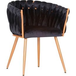GUTMANN FACTORY Esszimmersessel mit elegant geflochtener R&uuml;ckenlehne bunt Flachgewebe, B/H/T: 63cm x 78cm x 55cm