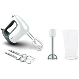 Tefal Handmixer &raquo;Prep'Mix+&laquo; 500 W Turbo-Funktion, 2 R&uuml;hrbesen, 2 Knethaken, P&uuml;rierstab-Aufsatz, HT4621 grau Einheitsgr&ouml;&szlig;e Handmixer