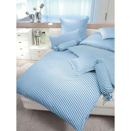 Janine Wendebettw&auml;sche &raquo;modernclassic 3912, 100% Baumwolle&laquo; 2 Stk. mit Rei&szlig;verschluss, Streifen Design blau Mako-Satin, Obermaterial: 100% Baumwolle B/L: 