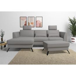 Sit & More sit&more Ecksofa &raquo;Olsen L-Form&laquo; inklusive Sitztiefenverstellung, optional Schlaffunktion, 15cm hoch grau 100% Polyester B/H/T: 261cm x 88cm x 172cm, 