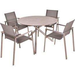 Garden Pleasure Garten-Essgruppe &raquo;SIENNA&laquo; 5 Stk. tlg. grau Edelstahl Einheitsgr&ouml;&szlig;e