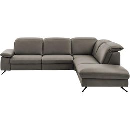 Die PlanBar Ecksofa &raquo;PN-EM20091, L-Form, Breite 297 cm&laquo; inkl. Kopfteilverstellung, optional elektr. Relaxfunktion u. Stauraum grau B/H/T: 297cm x 
