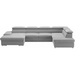 Sit & More sit&more Wohnlandschaft &raquo;Valantine U-Form, B: 349 cm&laquo; mit Arm- & Kopfteilverstellung, optional mit Schlaffunktion grau 100% Polyester B/H/T: 349cm x 