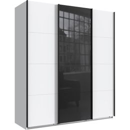 wimex Schwebet&uuml;renschrank &raquo;Norderstedt&laquo; INKLUSIVE 2 Stoffboxen und 2 zus&auml;tzliche Einlegeb&ouml;den, mit Glast&uuml;r wei&szlig; Holzwerkstoff Wei&szlig;, B/H/T: 180cm x 210cm x 