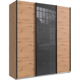 wimex Schwebet&uuml;renschrank &raquo;Norderstedt&laquo; INKLUSIVE 2 Stoffboxen und 2 zus&auml;tzliche Einlegeb&ouml;den, mit Glast&uuml;r grau Holzwerkstoff Artisan Eiche Nachbildung, B/H