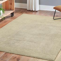 ANDIAMO Teppich &raquo;San Paolo&laquo; rechteckig 27 mm H&ouml;he Uni Farben, weiche Qualit&auml;t, ideal im Wohnzimmer & Schlafzimmer beige Polyester B : 60cm 1 Stk., 27mm, L: 