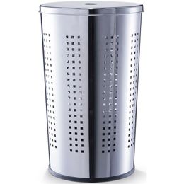zeller W&auml;schetonne H&ouml;he 58 cm, verchromtes Metall grau Edelstahl B/H/T: 35,5cm x 58cm x 35,5cm