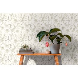 Livingwalls living walls Vliestapete &raquo;Drawn Into Nature Blumen-Tapete Mustertapete Pflanzen Natur&laquo; matt strukturiert Vliestapete Bl&uuml;mchen f&uuml;r Schlafzimmer K&uuml;che 