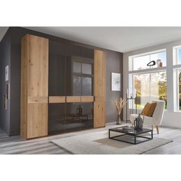 Wiemann Kleiderschrank &raquo;Cardiff&laquo; inkl. T&uuml;rd&auml;mpfung braun Floatglas, Hartfaserplatte, Holzwerkstoff, Massivholz Bianco-Eiche-Nachbildung, B/H/T: 