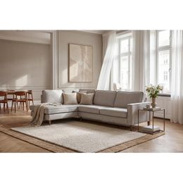OTTO home Ecksofa &raquo;Pinto Skandi, 290 cm, Chenille, Struktur, Ottomane links / rechts&laquo; mit Keder, Massivholzf&uuml;&szlig;e Eiche ger&auml;uchert, Wellenunterfederung 