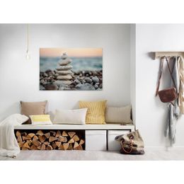 A.S. Cr&eacute;ation Leinwandbild &raquo;Stone Beach&laquo; Gem&auml;lde Kunst 1 Stk. tlg. Spa Steine Ufer Meer Keilrahmen Entspannung Leinwand-Bild Wohnzimmer bunt Holz, Stahl B/H/T: 90cm