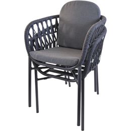 Destiny Gartensessel &raquo;COMO&laquo; Set, 2 Stk. tlg. stapelbar, anthrazit meliert, Polster grau Bezug: 100% Polyester Polyester, B/H/T: 57cm x 78cm x 58cm