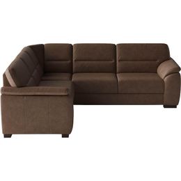 Sit & More sit&more Ecksofa &raquo;Montego L-Form, B: 256 cm, gro&szlig;e Stoffauswahl, Komfort Sitzh&ouml;he 46cm&laquo; wahlweise mit Schlaffunktion und Schubkasten braun 100% 