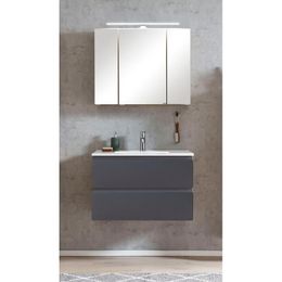 Welltime Badm&ouml;bel-Set &raquo;S&ouml;lden&laquo; 2 Stk. tlg. grau MDF B/H/T: 80cmcm x 200cmcm x 47cmcm