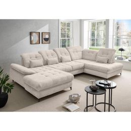 Home Affaire Ecksofa &raquo;Lazio modern & bequem, Breite 358cm, U-Form, tolle Detailverarbeitung&laquo; inkl. Bettkasten, Bettfunktion, Kopfteil-, 