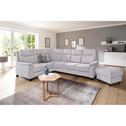 OTTO home Ecksofa &raquo;Boccaccio L-Form&laquo; mit Federkern, incl. Kopfteilverstellung, wahlweise Schlaffunktion silber Struktur weich (90% Polyester / 10% 
