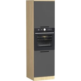 KOCHSTATION Backofenumbauschrank &raquo;Luna, Backofenschrank, Backofen-Hochschrank, Made in Italy&laquo; B/T/H: 60&times;60&times;214,5 cm, Oberplatte mit 25 mm St&auml;rke grau 