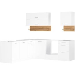 KOCHSTATION Winkelk&uuml;che &raquo;KS-Milan&laquo; Stellbreite 220/220 cm, viel Stauraum, wahlweise mit E-Ger&auml;ten wei&szlig; B/H/T: 220cm x 200cm x 60cm, ohne E-Ger&auml;te, 