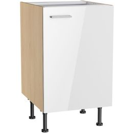 KOCHSTATION Unterschrank &raquo;KS-Lucy&laquo; Breite 50 cm, mit 1 T&uuml;r, 1 Einlegeboden, Soft-Close, verstellbare F&uuml;&szlig;e wei&szlig; Eiche hell, B/H/T: 50cm x 87cm x 58,1cm