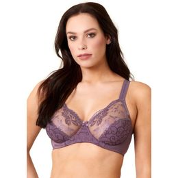 B&uuml;gel-BH &raquo;EMBROIDERY&laquo; breite Tr&auml;ger, ohne Schale, mit B&uuml;gel, mit Spitze, feminin lila 100, Cup F B&uuml;gel-BH