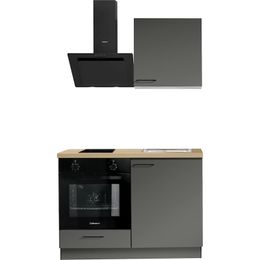 KOCHSTATION K&uuml;chenzeile &raquo;KS-Solmera&laquo; Breite 120cm, vormontiert, inkl. Tisch, wahlweise mit E-Ger&auml;ten schwarz-wei&szlig; B/H/T: 120cm x 207cm x 60cm, ohne 
