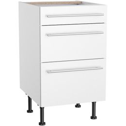 KOCHSTATION Unterschrank &raquo;KS-Bern2&laquo; Breite 50 cm, 1 Schubkasten, 2 Ausz&uuml;ge wei&szlig; Holzwerkstoff B/H/T: 50cm x 87cm x 58,4cm, Schubladen: 3 Stk.