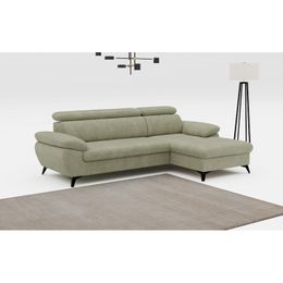 COTTA Ecksofa &raquo;Hudson&laquo; optional mit Schlaffunktion und XL Bettkasten, Liegefl&auml;che 190x119cm gr&uuml;n B/H/T: 261cm x 166cm, Struktur weich, Recamiere 