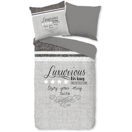 PURE luxury collection Wendebettw&auml;sche &raquo;Suite&laquo; 2 Stk. Mikrofaser, 135x200, 2 Teilig, Pflegeleicht, Wendeoptik, Simple, Grau grau Microfaser, 