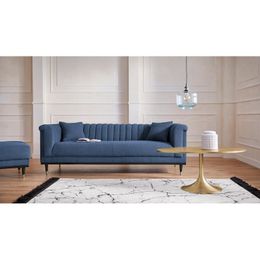 Home Affaire 3-Sitzer &raquo;Chamby New&laquo; im Boucl&eacute;-Strukturbezug mit Steppung im Lehnenbereich blau Boucl&eacute; (100% Polyester) B/H/T: 210cm x 71,5cm x 85cm